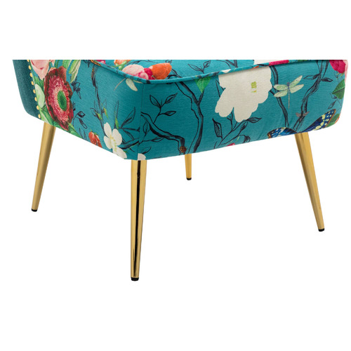 ShirleyLaneFurniture Red Flower & Butterfly on Blue Accent Chair ...