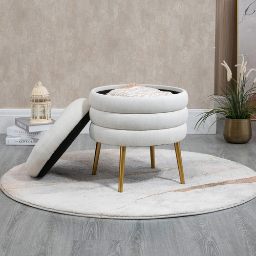 ShirleyLaneFurniture Torres Linen Storage Ottoman | Temple & Webster