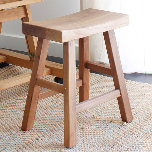 45cm Russell Oak Wood Low Stool | Temple & Webster