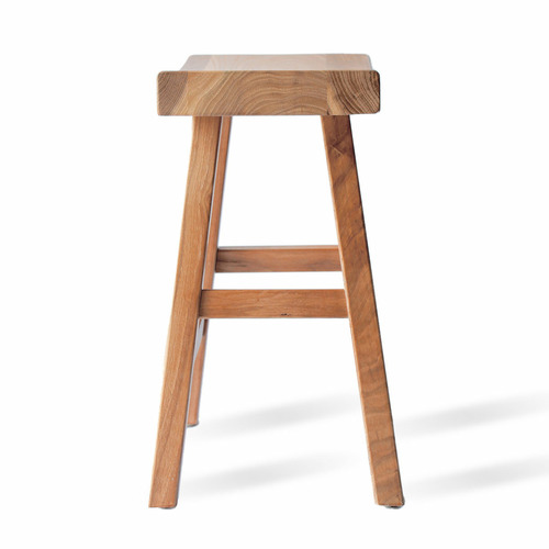 45cm Russell Oak Wood Low Stool | Temple & Webster
