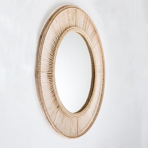 Kayla Bay by Temple & Webster Cora Round Rattan Mirror