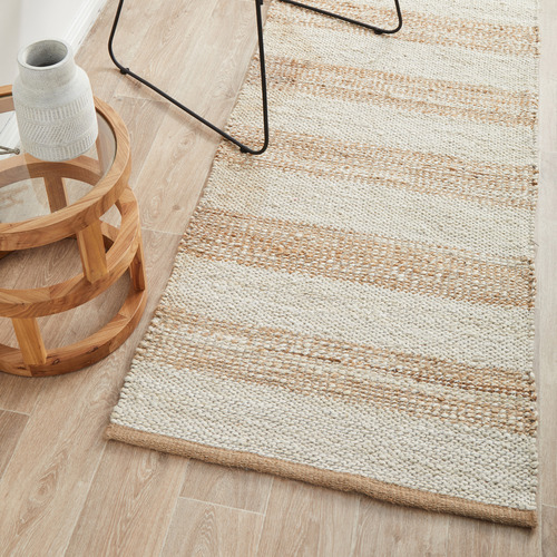 Kayla Bay by Temple & Webster Natural & White Zoticus Hand-Braided Jute ...