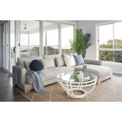 Kayla Bay by Temple & Webster Natural & White Geometric Hand-Braided ...