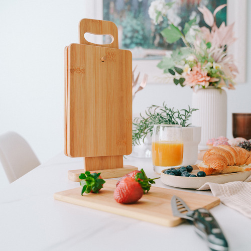 BelmotLiving 5 Piece Bamboo Chopping Board & Stand Set | Temple & Webster