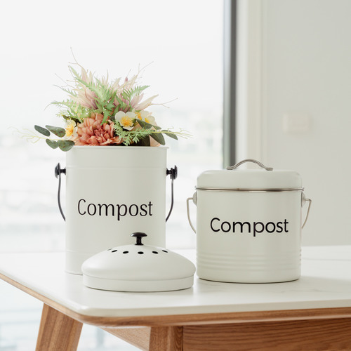 BelmotLiving Louie 5L Kitchen Compost Bin with Filters | Temple & Webster