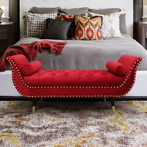 PalmgroveLane Nizar Velvet Ottoman Bench | Temple & Webster
