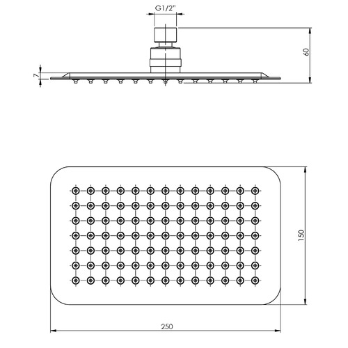Vivid Slimline 250mm Rectangular Shower Head | Temple & Webster