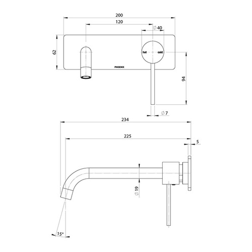 Vivid Slimline Brass Bath/Basin Wall Mixer Set Trim Kit | Temple & Webster