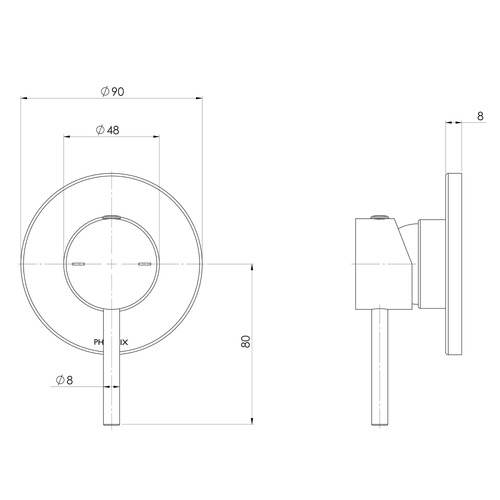Pina Shower/Bath Wall Mixer 90mm Backplate Trim Kit Only | Temple & Webster