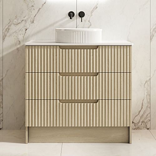 Nueva Bathware Colette 900mm Freestanding Vanity with Stone Countertop ...