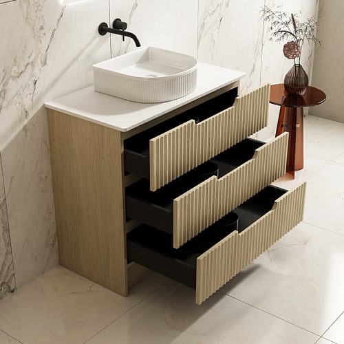 Nueva Bathware Colette 900mm Freestanding Vanity with Stone Countertop ...