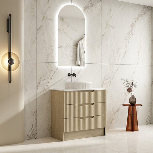 Nueva Bathware Colette 900mm Freestanding Vanity with Stone Countertop ...