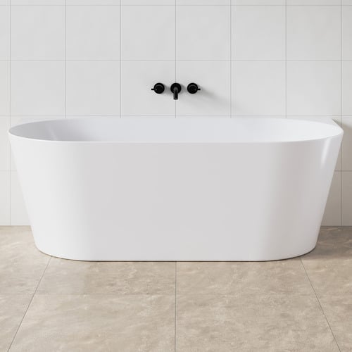 Musen Back-To-Wall Acrylic Thin Edge Bath | Temple & Webster