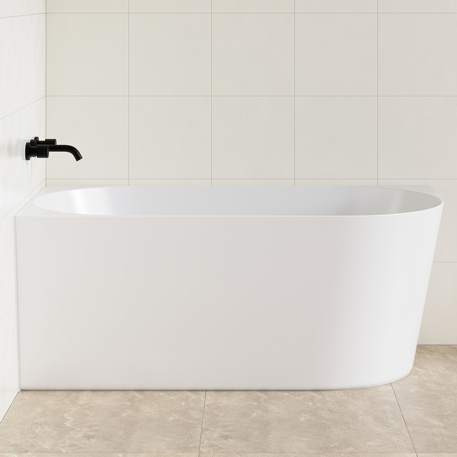 Nueva Bathware France Gloss White Acrylic Corner Bath | Temple & Webster