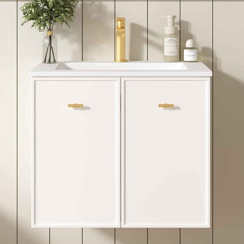 Nohoana 600mm Matte White Wall Hung Single Vanity with Ceramic ...