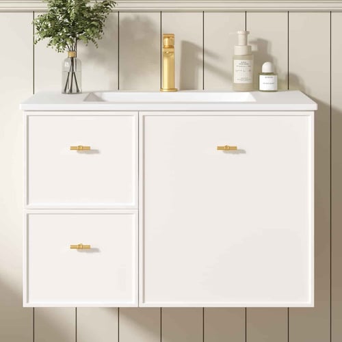 Nohoana 750mm Matte White Wall Hung Single Vanity with Ceramic ...