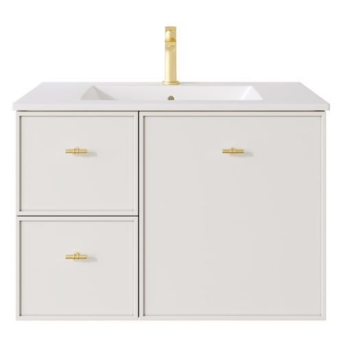 Nohoana 750mm Matte White Wall Hung Single Vanity with Ceramic ...