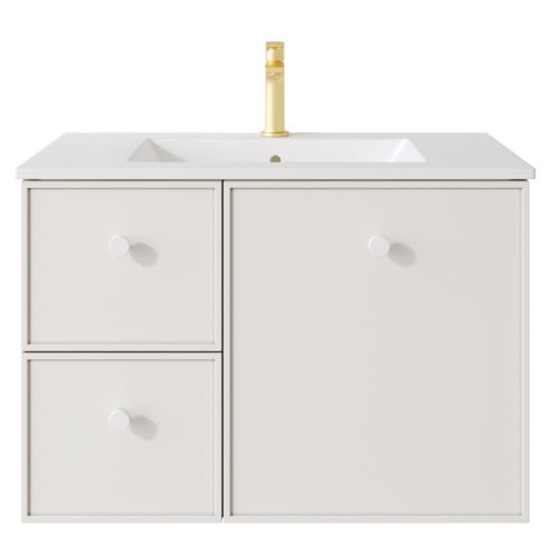 Palila 750mm Matte White Wall Hung Single Vanity with Ceramic ...