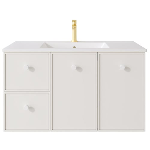 Palila 900mm Matte White Wall Hung Single Vanity with Ceramic ...