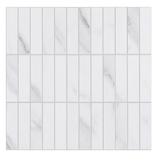 Carrara Marble Look Kit Kat Stick on Tile (10 Pack) | Temple & Webster