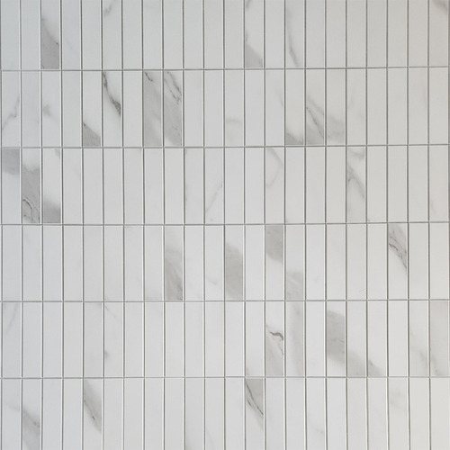 Carrara Marble Look Kit Kat Stick on Tile (10 Pack) | Temple & Webster