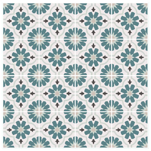 Green Flower Decorative Stick on Tile (10 Pack) | Temple & Webster