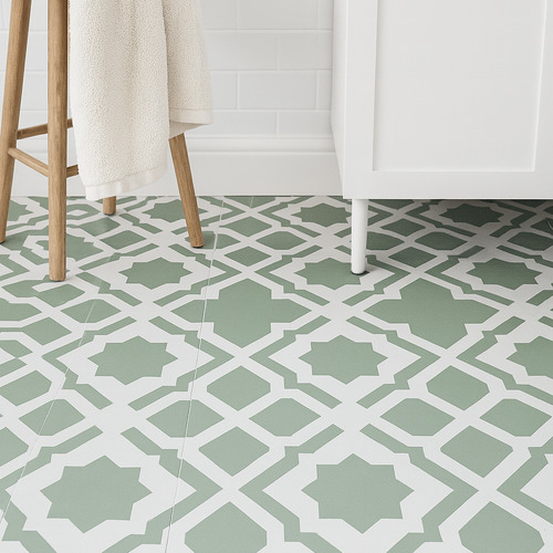 Sage Star Encaustic Stick on Tile (10 Pack) | Temple & Webster