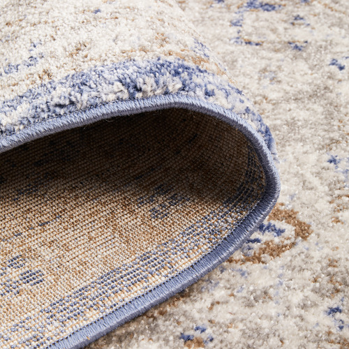 SandStoneSea Ocean Blue Vintage Look Round Rug | Temple & Webster