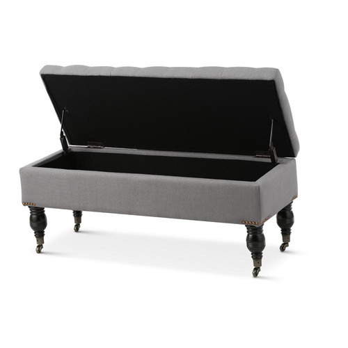 SandStoneSea Grey Ruby Storage Dressing Bench | Temple & Webster