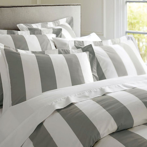 SandStoneSea Oxford Stripe Quilt Cover Charcoal | Temple & Webster