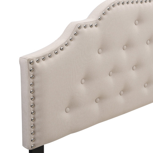 SandStoneSea Beige Jerson Upholstered Bed | Temple & Webster