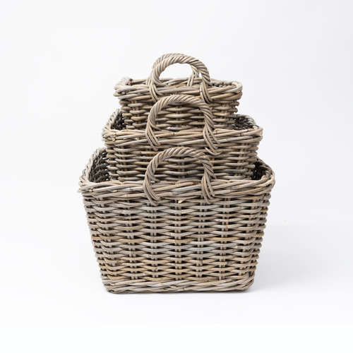 3 Piece Columbia Tapered Rattan Basket Set | Temple & Webster