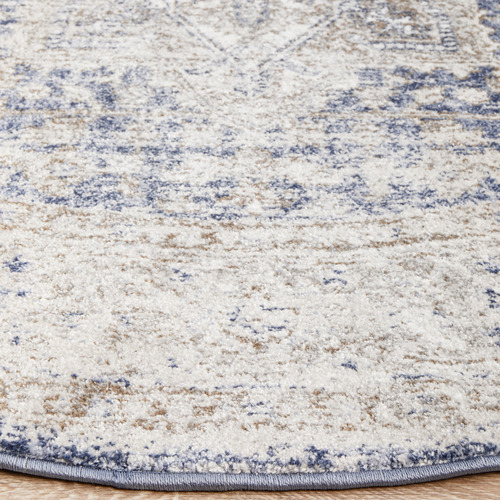 SandStoneSea Ocean Blue Vintage Look Round Rug | Temple & Webster