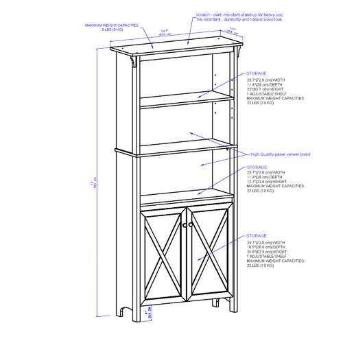 SandStoneSea Tyann Bookcase with Cupboard | Temple & Webster