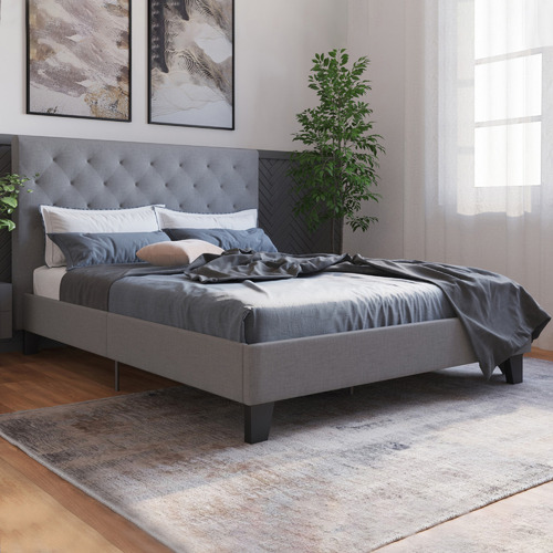 SandStoneSea Oxford Grey Bed Frame | Temple & Webster