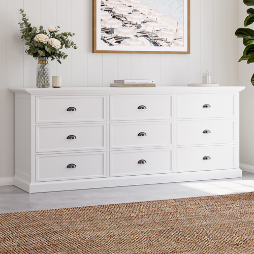 SandStoneSea Hamptons 9 Drawer Chest | Temple & Webster