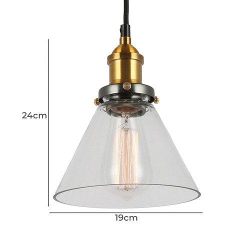 SandStoneSea Clear Glass Funnel Filament Pendant Light | Temple & Webster