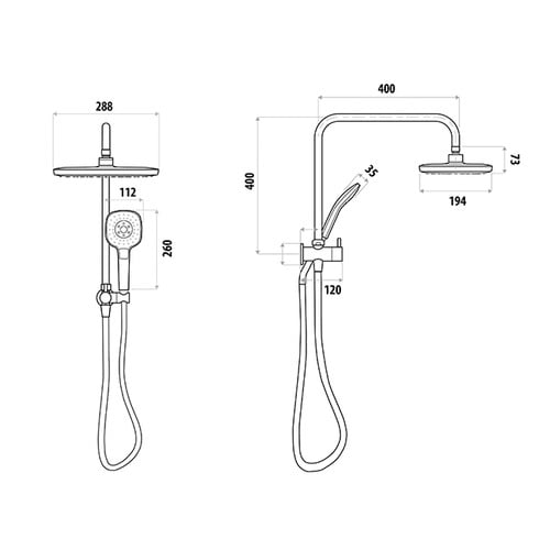 Bianka Theneron Self Cleaning Square Short Twin Shower | Temple & Webster