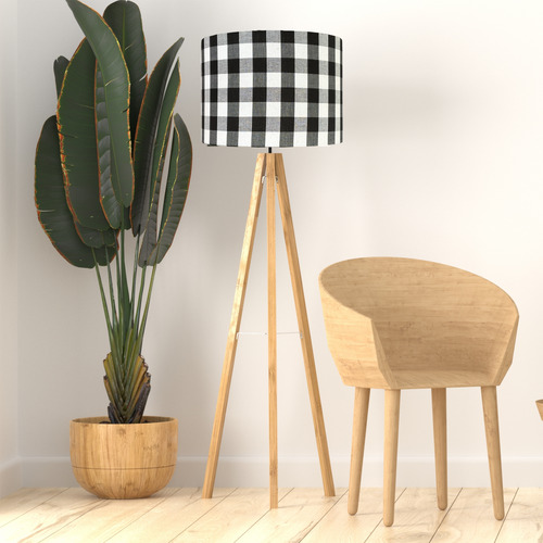 Checkered Black & White Linen Lamp Shade | Temple & Webster