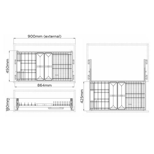 Shearer Crystal Carbon Steel Pull-Out Kitchen Drawer | Temple & Webster