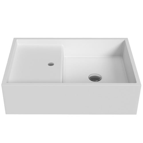 CDesign 620mm Matte White Rectangular Solid Surface Wall Hung Basin ...