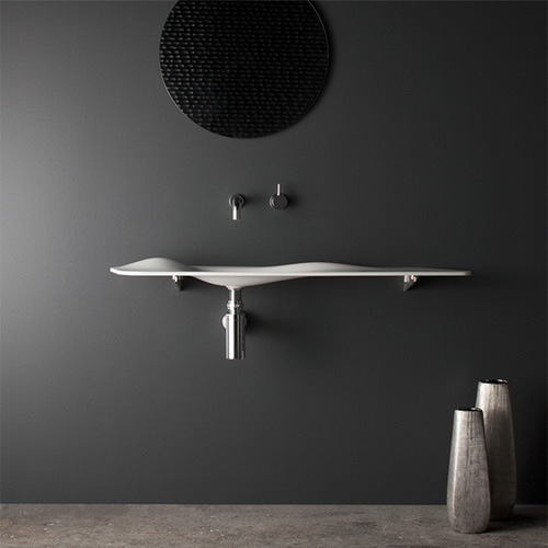 Dune 1230mm Polished White Wall Hung Basin | Temple & Webster