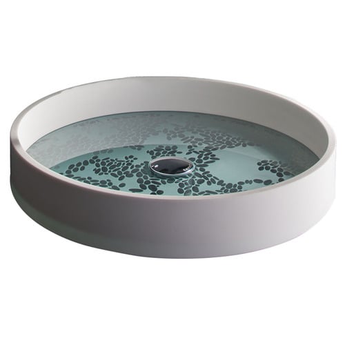 Pebble Motif 504mm Above Counter Basin with Etched Glass Base | Temple ...