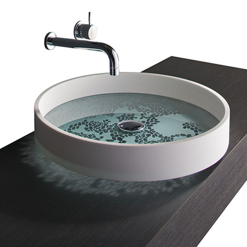 Pebble Motif 504mm Above Counter Basin with Etched Glass Base | Temple ...