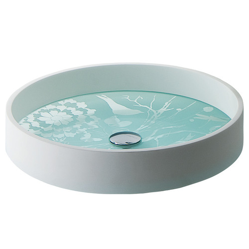 Forest Motif 504mm Above Counter Basin with Etched Glass Base | Temple ...