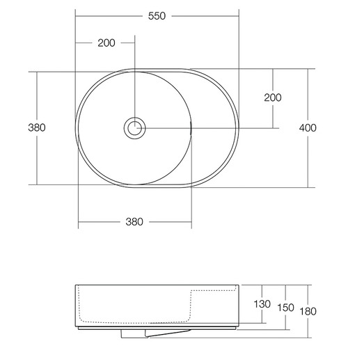 OMVIVO Lune 550mm Oval Solid Surface Above Counter Basin | Temple & Webster