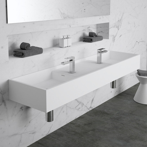 CDesign 1620mm Solid Surface Double Wall Hung Basin | Temple & Webster