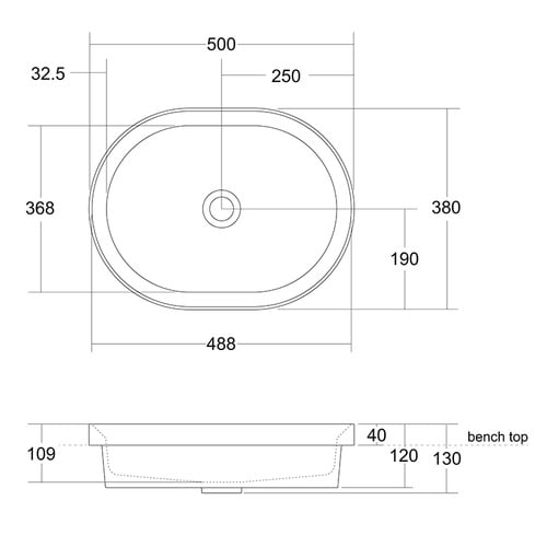 Pere 500mm Matte White Oval Semi-Inset Basin | Temple & Webster