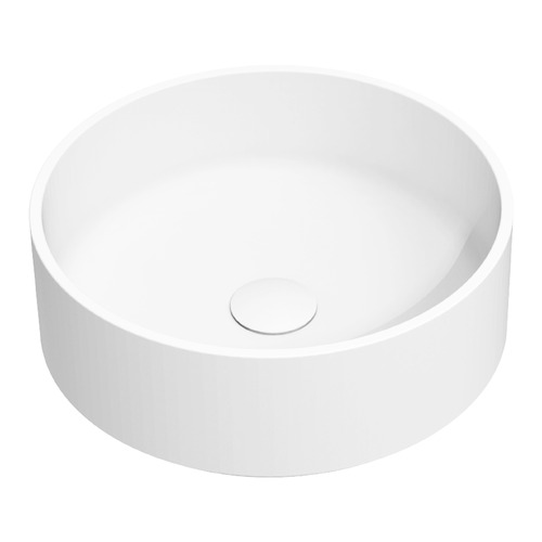 Lune 380mm Matte White Round Solid Surface Above Counter Basin | Temple & Webster
