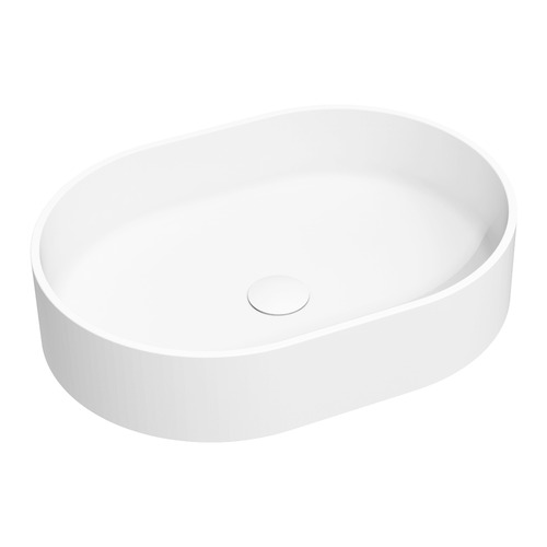 Lune 550mm Matte White Oval Solid Surface Above Counter Basin | Temple ...